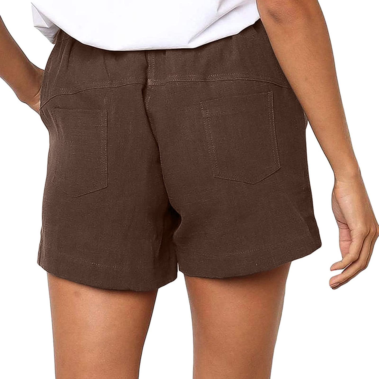 Women's Drawstring Print Cotton Chino Shorts Comfort Regular Fit Flowy Casual Dressy Summer Popular Bike Boy Shorts