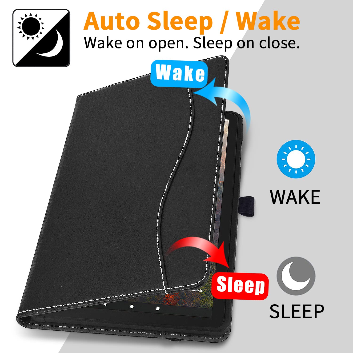 Skadell Fire HD 10 Tablet Case for All-New Amazon Fire HD 10 & 10 Plus Tablet (Only Compatible with 11th Generation Tablet, 2021 Release) - Slim Folding Stand Cover with Auto Wake/Sleep & Hand Strap