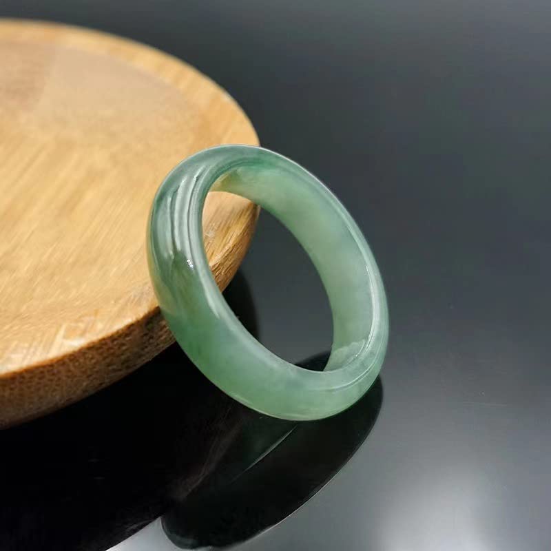 Zhubobo Mens Womens Natural Genuine Real Green Jade Band Ring Size 5-12 (Green,11)