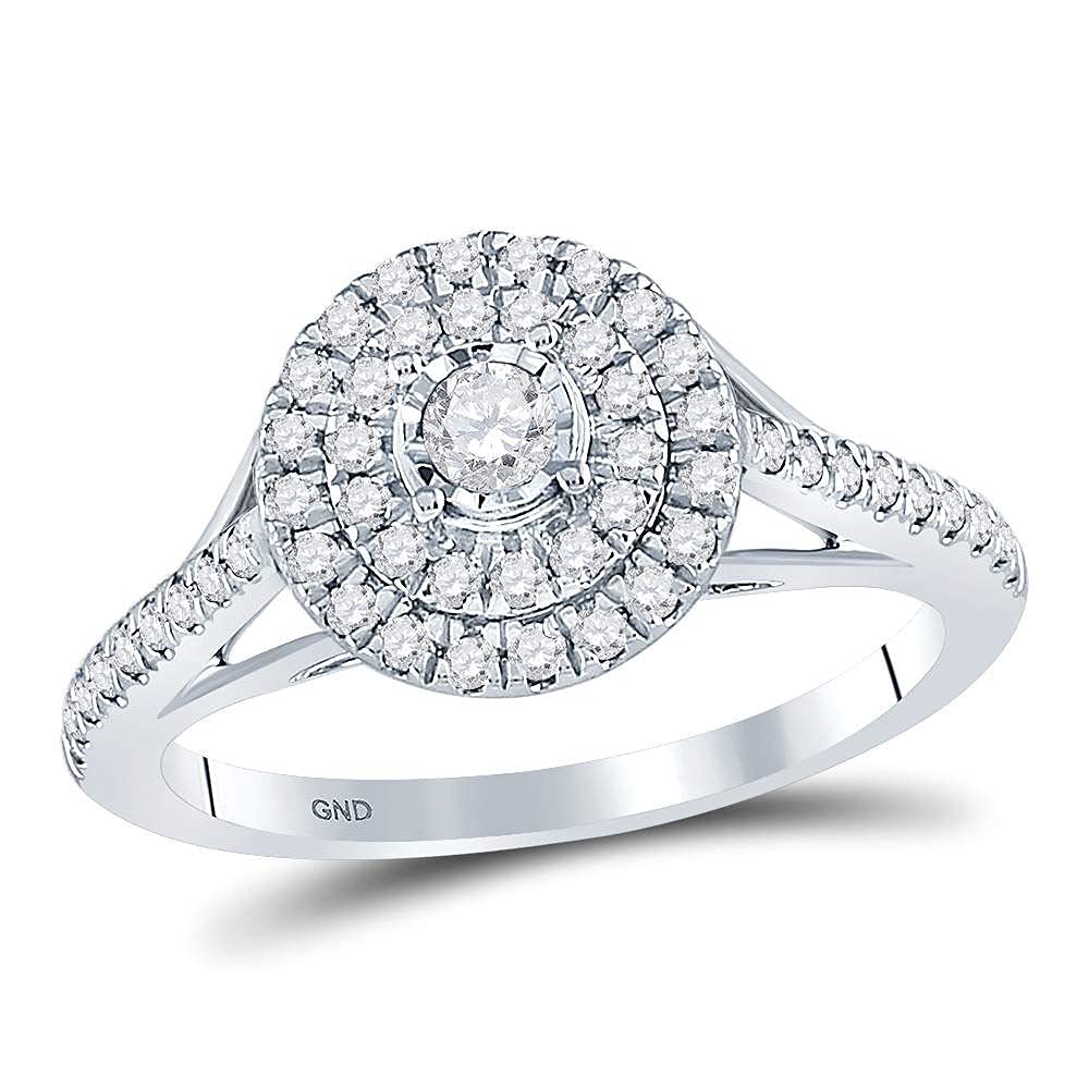 The Diamond Deal 10kt White Gold Round Diamond Solitaire Bridal Wedding Engagement Ring 1/2 Cttw