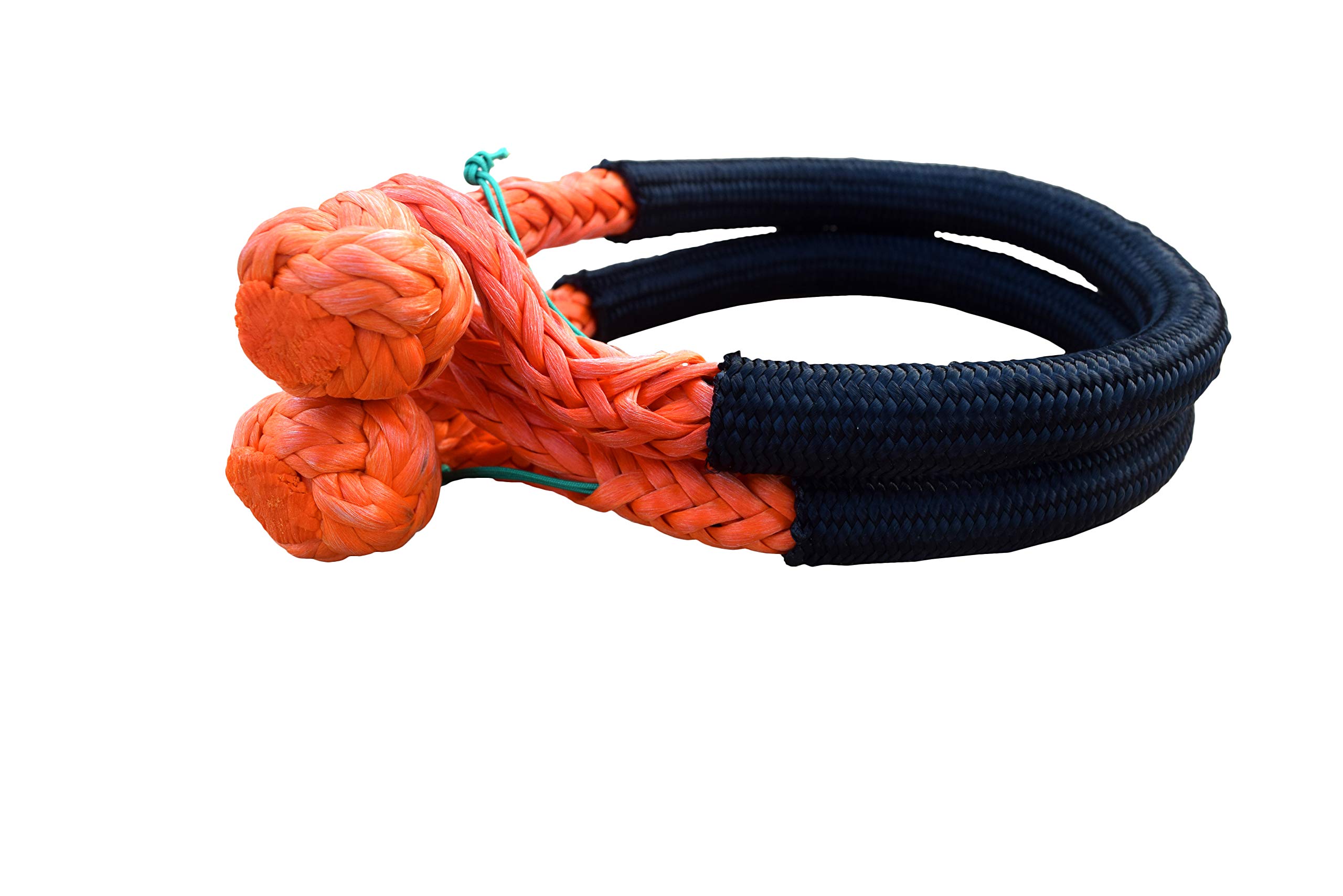 QIQU Car Towing Rope with Pair Soft Shackle to Replace Tow Strap for ATV UTV Car Vehicle Recovery Towing (Orange, 1/2inch*20ft)