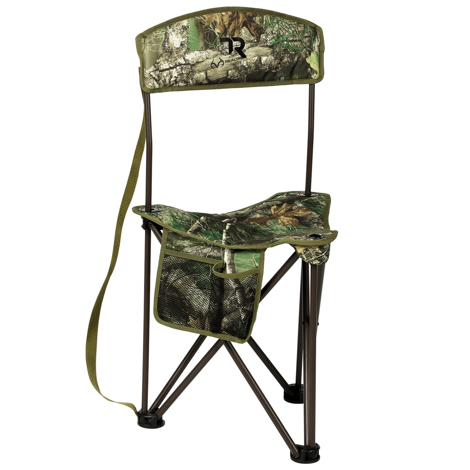 TR Tall Camping Stool Lightweight Portable Tripod Chair with Backrest Folding Tripod Stool for Adults Camping Fishing Hunting with Carry Strap