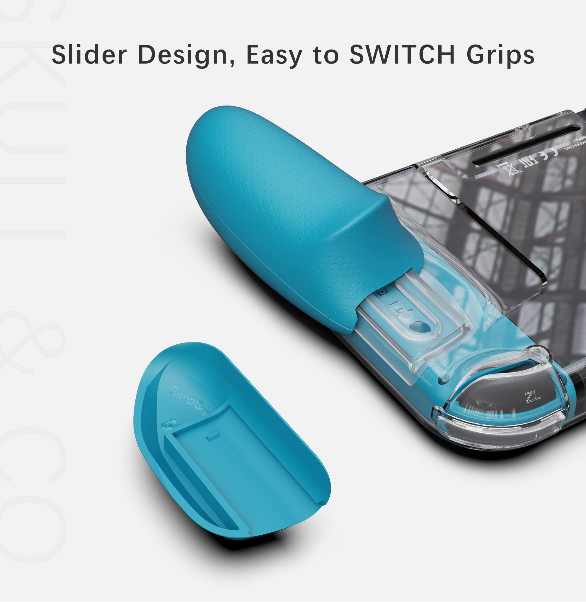 Skull & Co. Interchangeable Grip Set for NeoGrip, JoyGrip and GripCase Crystal: Snap/Trigger/Plus Grips [3 Pairs] Compatible with Nintendo Switch OLED and Regular Model -Gray