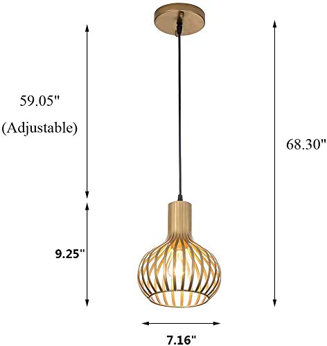 POPILION Gold Pendant Light Fixtures,Hanging Pendant Light with Metal Cage Shade for Kitchen Island,Bar,Living Room Dinning Room E26