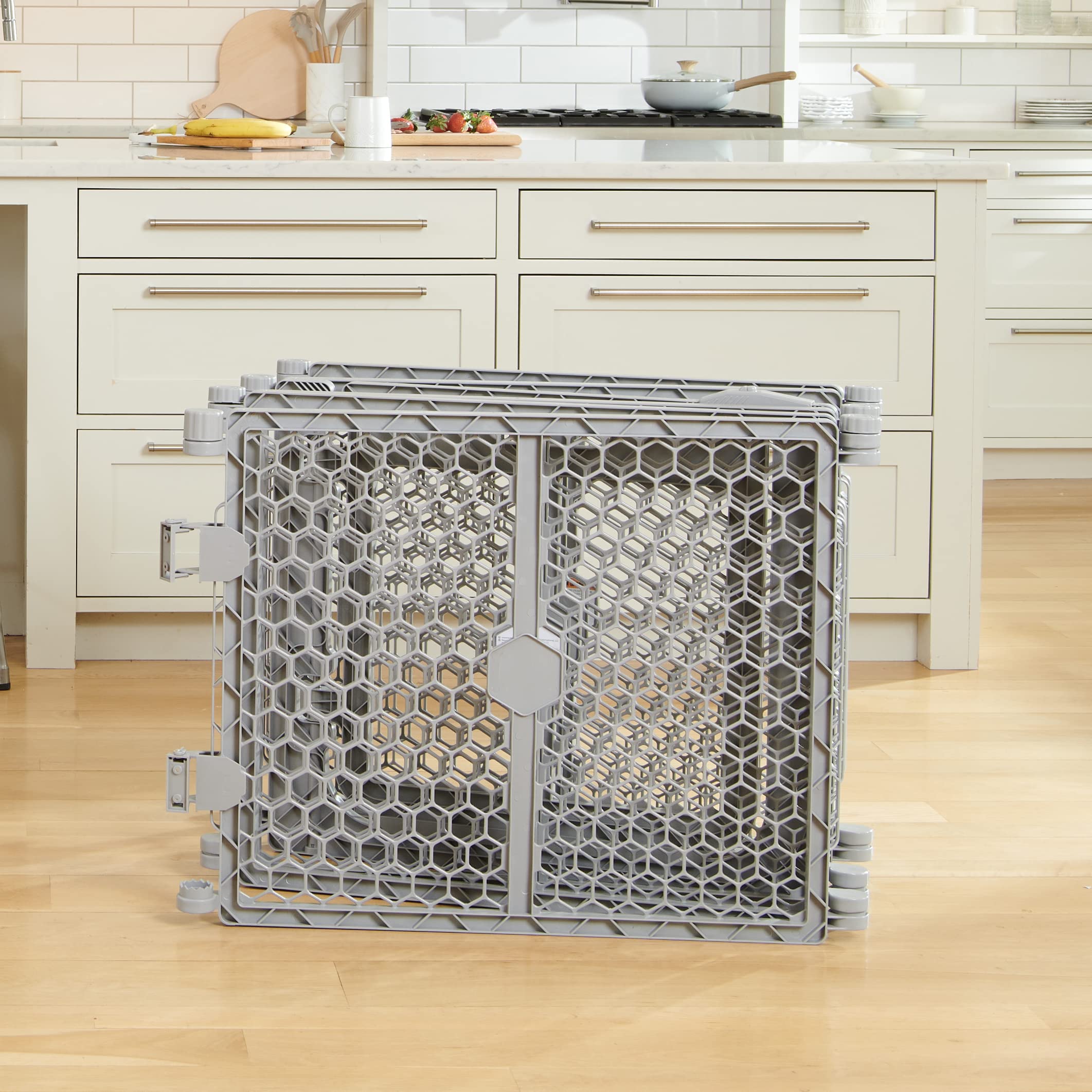 Regalo Plastic 192-Inch Super Wide Adjustable Baby Gate and Play Yard with Door, Award Winning Brand, 2-in-1, Bonus Kit, Includes 4 Pack of Wall Mounts, Gray