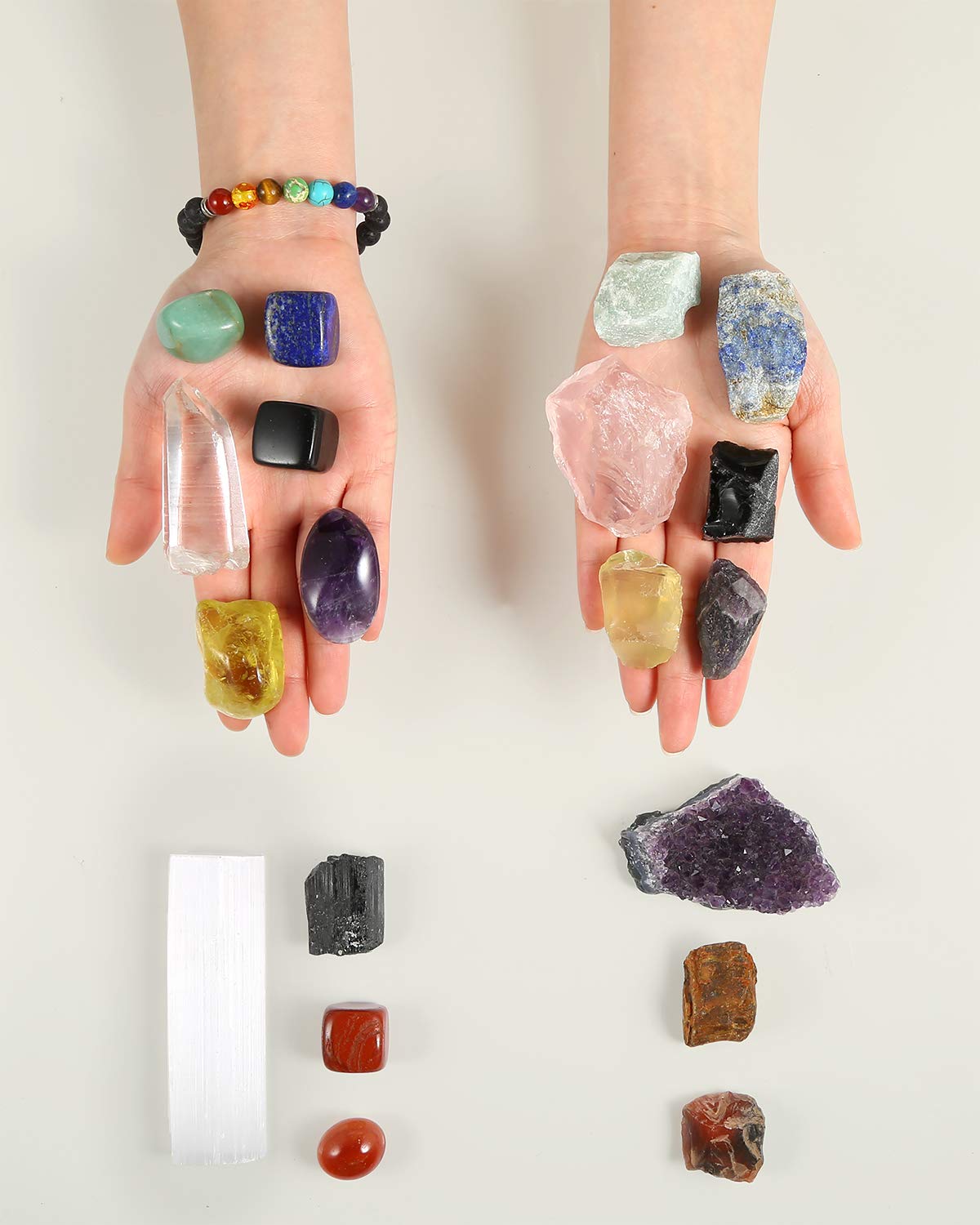 PP OPOUNT 26 PCS Healing Crystals Set, Crystals and Healing Stones Set with Polished and Raw Chakra Stones, Instructions and Gift Box for Crystal Healing and Meditation