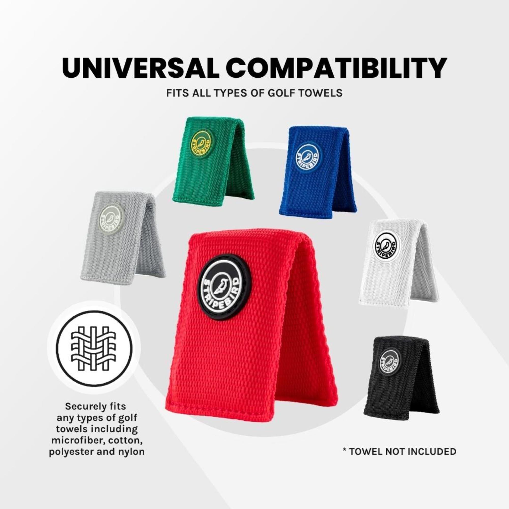 Stripebird - Magnetic Clip for Any Towel (Red) - Highest Strength Magnet - Golf Towel Magnet - Magnetic Golf Towel - Removable from Towels - Magnet Golf Towel - Magnetic Golf Towels for Men