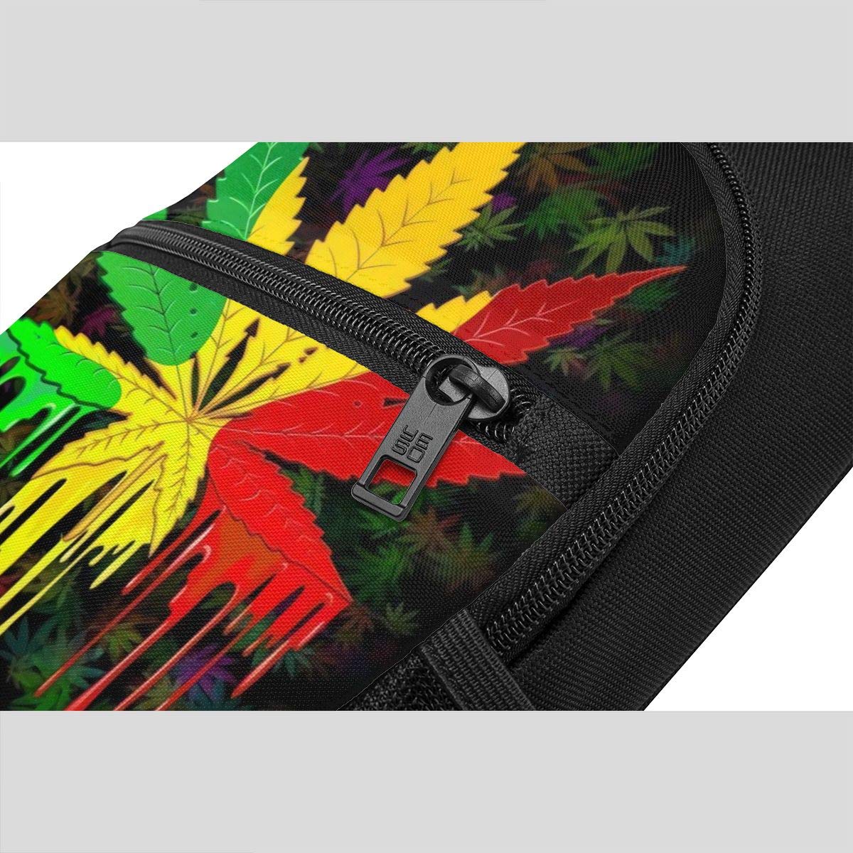 QIUYELONG Sling Backpack,Travel Hiking Daypack Pattern Rope Crossbody Shoulder Bag Green Yellow Red Leaf Weed Interest Printed