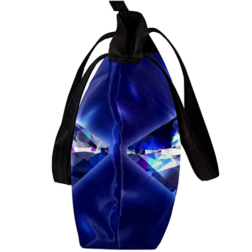 Women's Large Size Canvas Shoulder Bag Hobo Crossbody Handbag Casual Tote, Blue Diamond