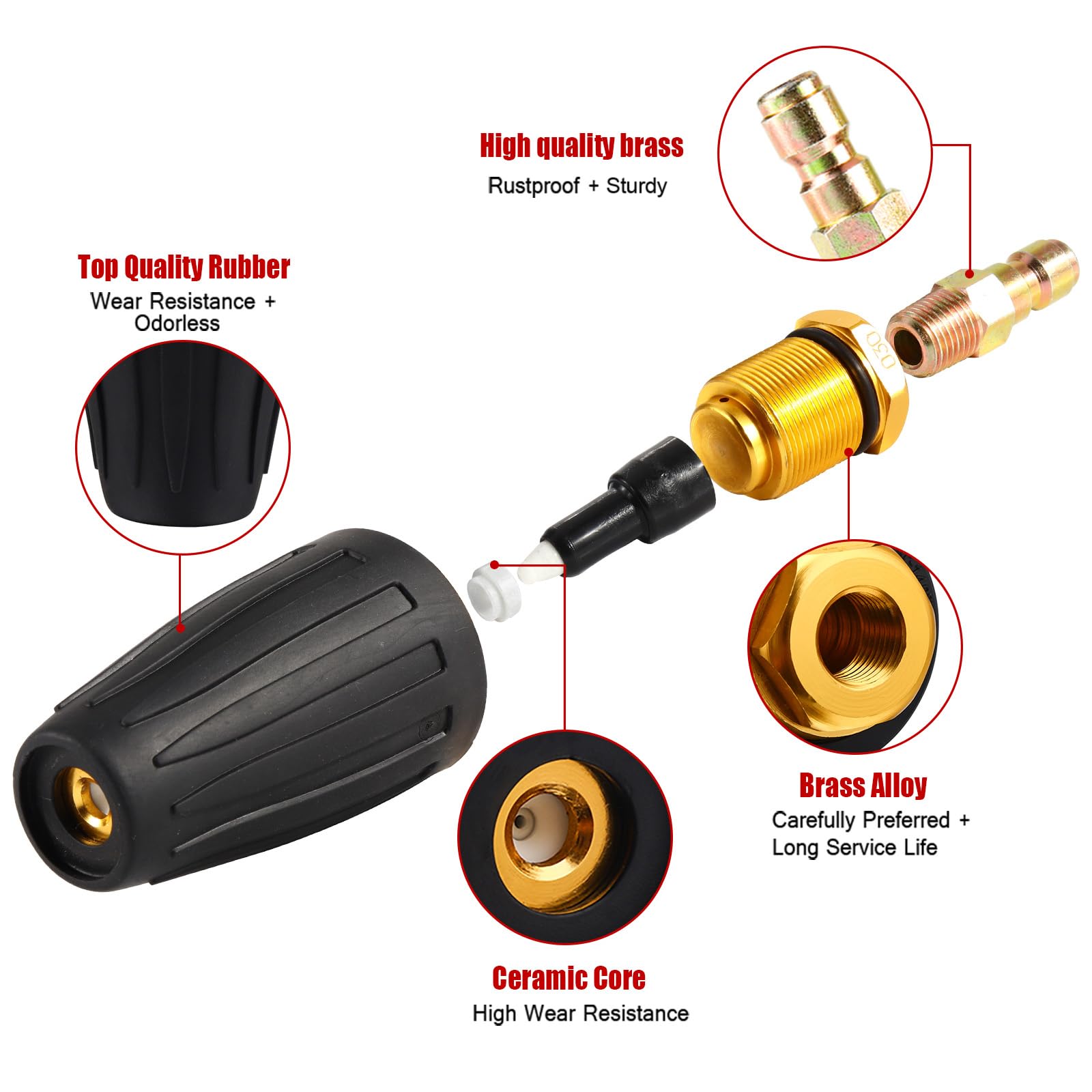 Pressure Washer Tips Turbo Nozzle Pressure Washer 3000 PSI Max Rotating Pressure Washer Nozzle with 2PCS 1/4'' Quick Connect for Cleaning Brick, Concrete, and Vinyl SurfacesâŚ