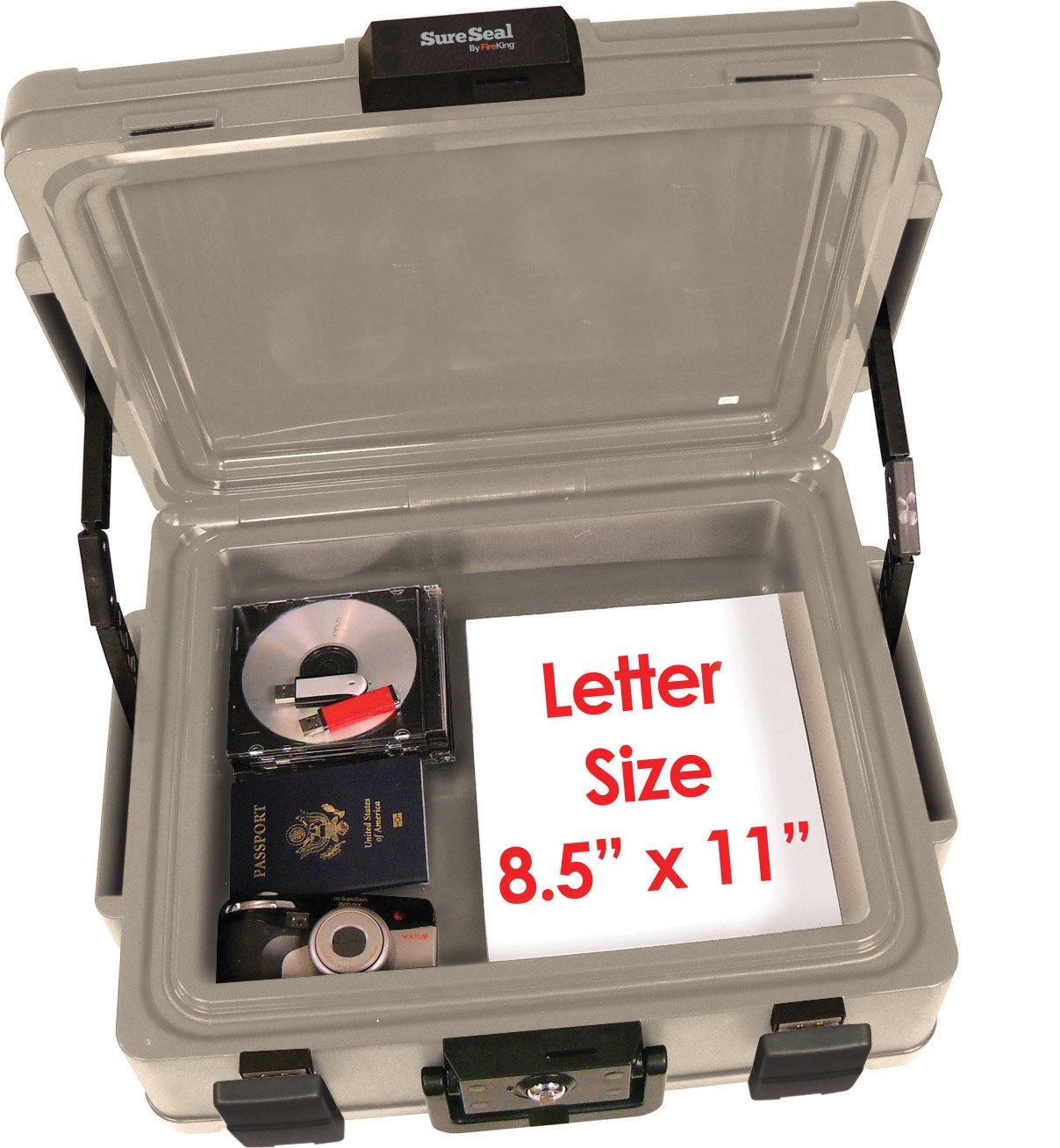 SureSeal by FireKing SS104-A 1 Hour Fireproof Waterproof Safe Chest, Fits Legal/Letter Sized Documents,0.38 CU FT Storage Capacity,Taupe