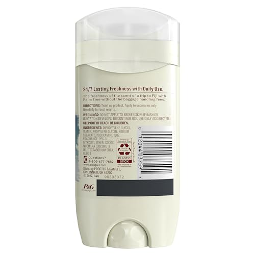 Old Spice Aluminum-Free Deodorant for Men, 24/7 Odor Protection, Long Lasting Freshness, Fresher Collection, Fiji with Palm Tree Scent, 3.0 oz