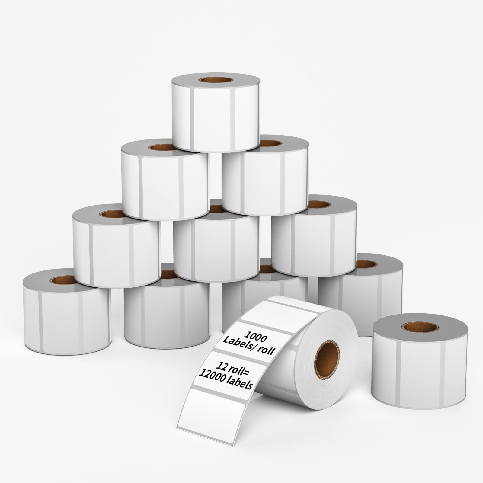 OausTect 2.25" X 1.25" Thermal Label, Perforated Sticker for Barcode and FBA Address, Adhesive Shipping Label, Compatible with Rollo and Zebra Desktop Printers, 12 Rolls, 12000 Labels