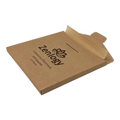 Zenlogy 8x8 Parchment Squares (200 sheets) - Unbleached, Non-stick, Pre-cut Parchment Paper - Fits 8x8 Brownie Square Pans and Toaster Oven Trays, and Air Fryer - Great for Wraps, Baking, Roasting