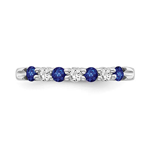 Sterling Silver Diamond and Blue Sapphire 7-Stone Band Ring (1/6 cttw, I-J Color, I2 Clarity), Size 6