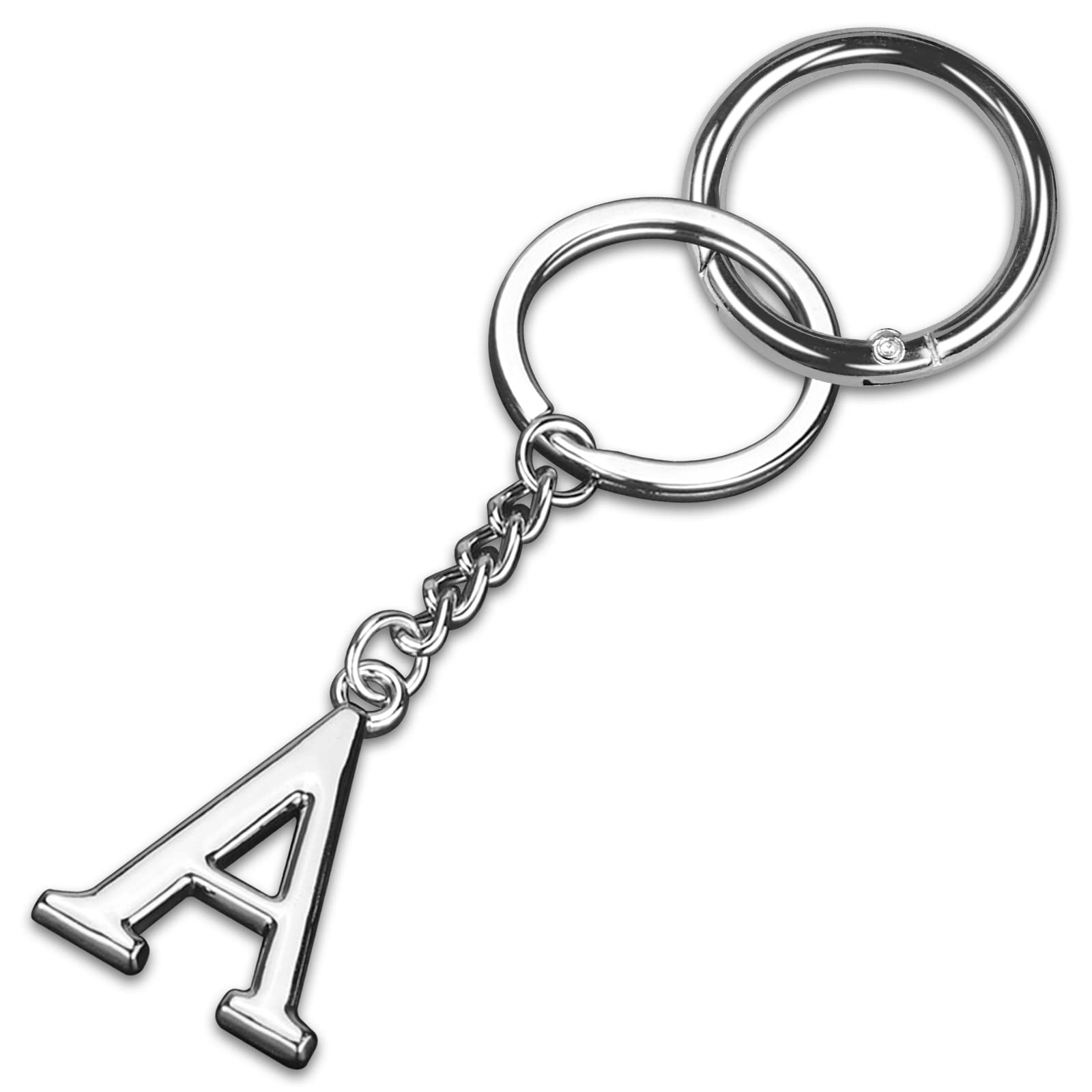 TEWENE Letter A-Z Keychain Stainless Steel Alphabet Initial Pendant with Key Ring & Bag Clip Buckle, Key Chain for Women Men DIY Personalized Gift Accessories