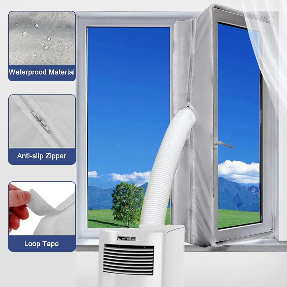 ONELIGHT Window Cloth Seal for Portable Air Conditioner with Maximum Length 157.5", Window AC Side Cloth Kit Panels to Seal Universal Casement Window