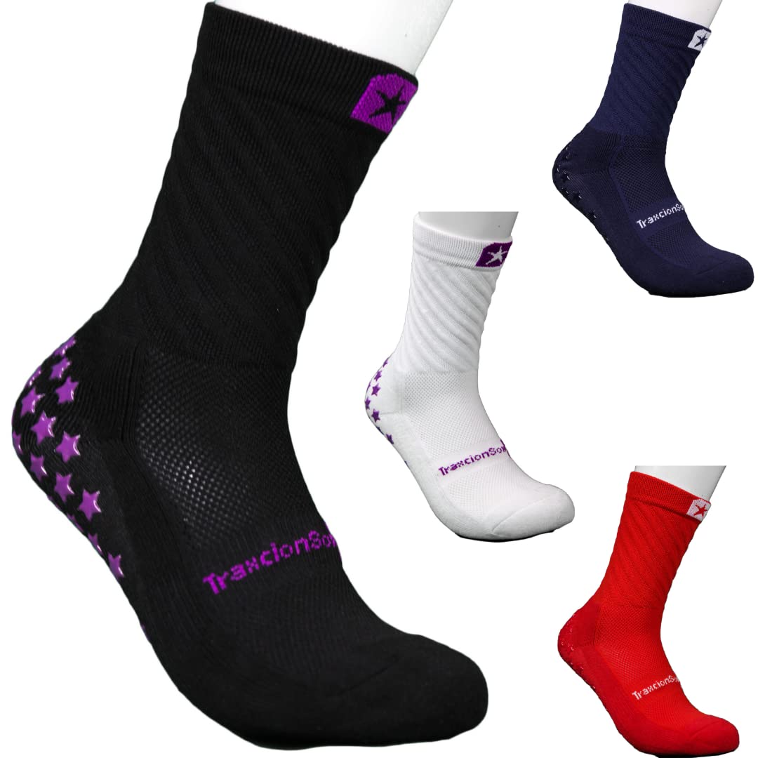 TraxcionSox Performance Grip Socks V.2 (Large (US 10-13.5), White)