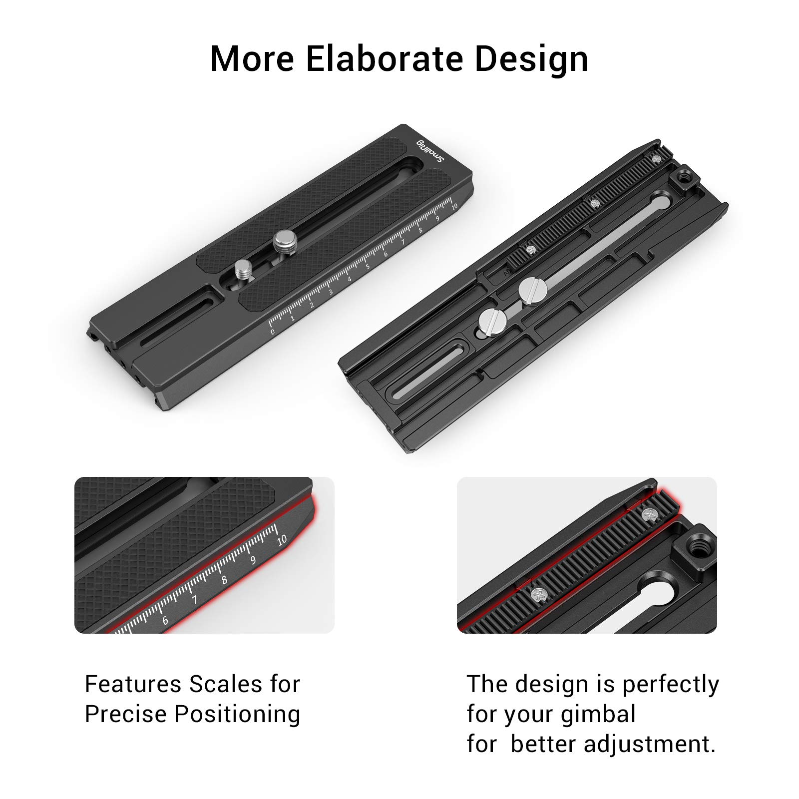 SMALLRIG Camera Extended Quick Release Plate Adapter for DJI RS 2 / RS 3 / RS 3 Pro & for Ronin-S Gimbal - 3031