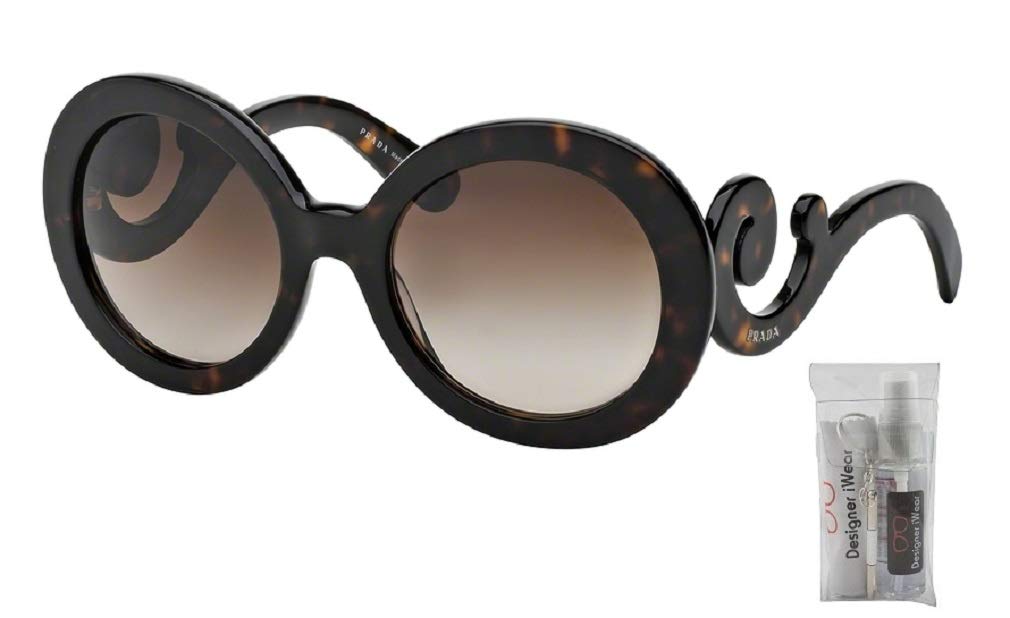 Prada PR27NS CATWALK 2AU6S1 55M Havana/Brown Gradient Round Sunglasses For Women+ BUNDLE with Designer iWear Eyewear Kit