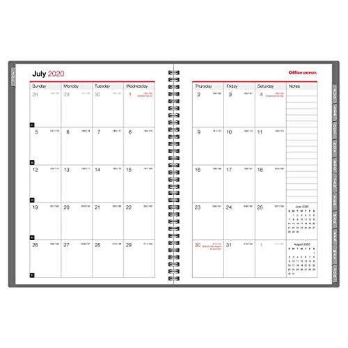 Office Depot Weekly/Monthly Academic Planner, 8-1/2" x 11", 30% Recycled, Gray, July 2020 to June 2021
