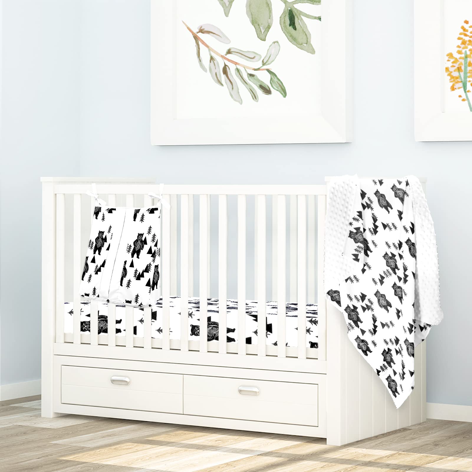 TANOFAR Diaper Organizer Stackers & Lounger Cover, Snugly Fit Infant Lounger for Baby, 2pcs Baby Nursery Diaper Stacker Caddy Organizer, Bear