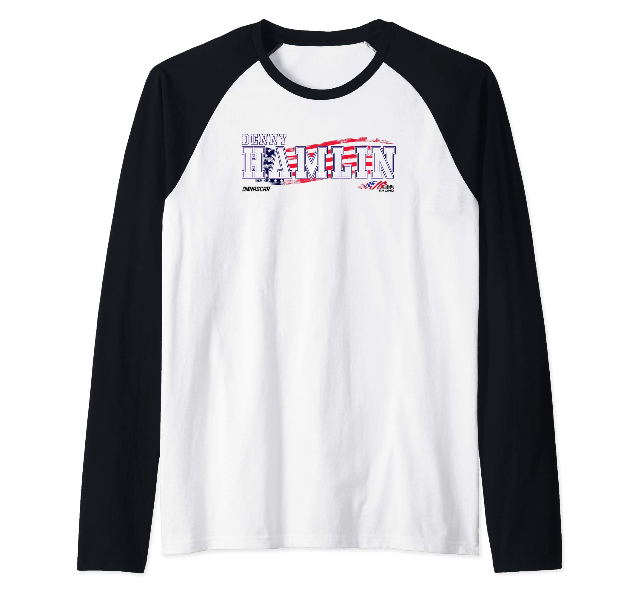 NASCAR - Denny Hamlin - Knockout Flag Raglan Baseball Tee
