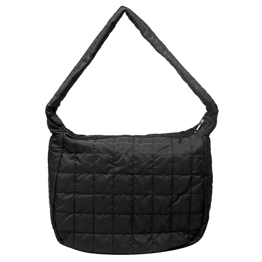 Women's Puffer Bag Quilted Shoulder Bag Lightweight Nylon Tote Bag Puffy Crossbody Bag Large Capacity Hobo Purse Handbag