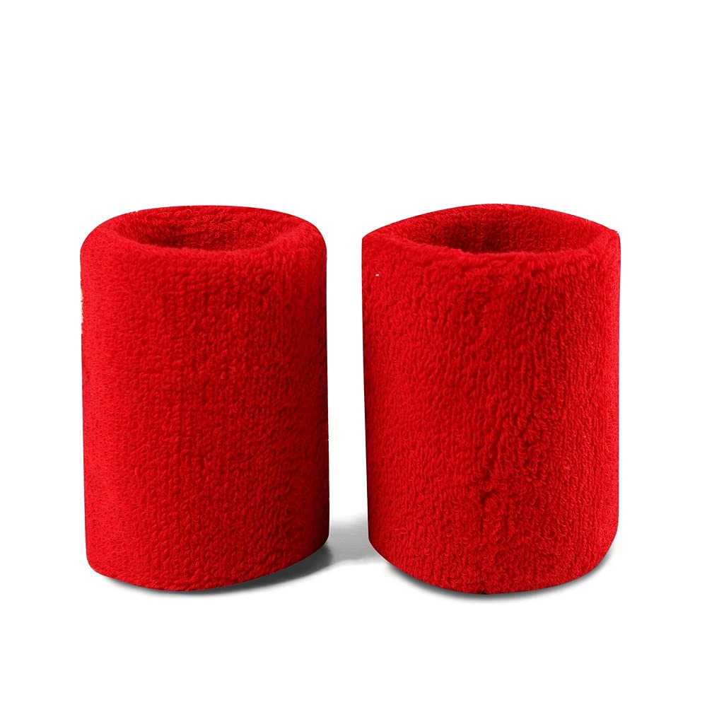 Sweatbands (Headband/Wristband Set) for Working Out,80's costume party (Red, OneSize)