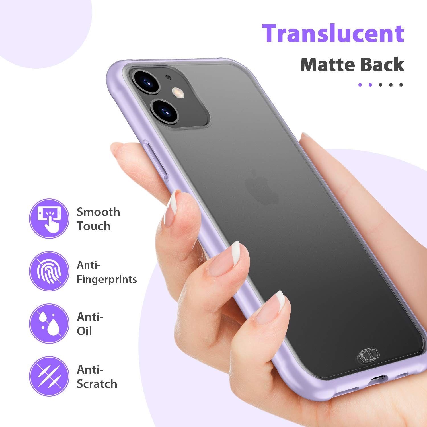 ORIbox for iPhone 11 Case Purple,Translucent Matte case with Soft Edges, Lightweight,iPhone 11 Phone Purple Case for Women Men Girls Boys Kids