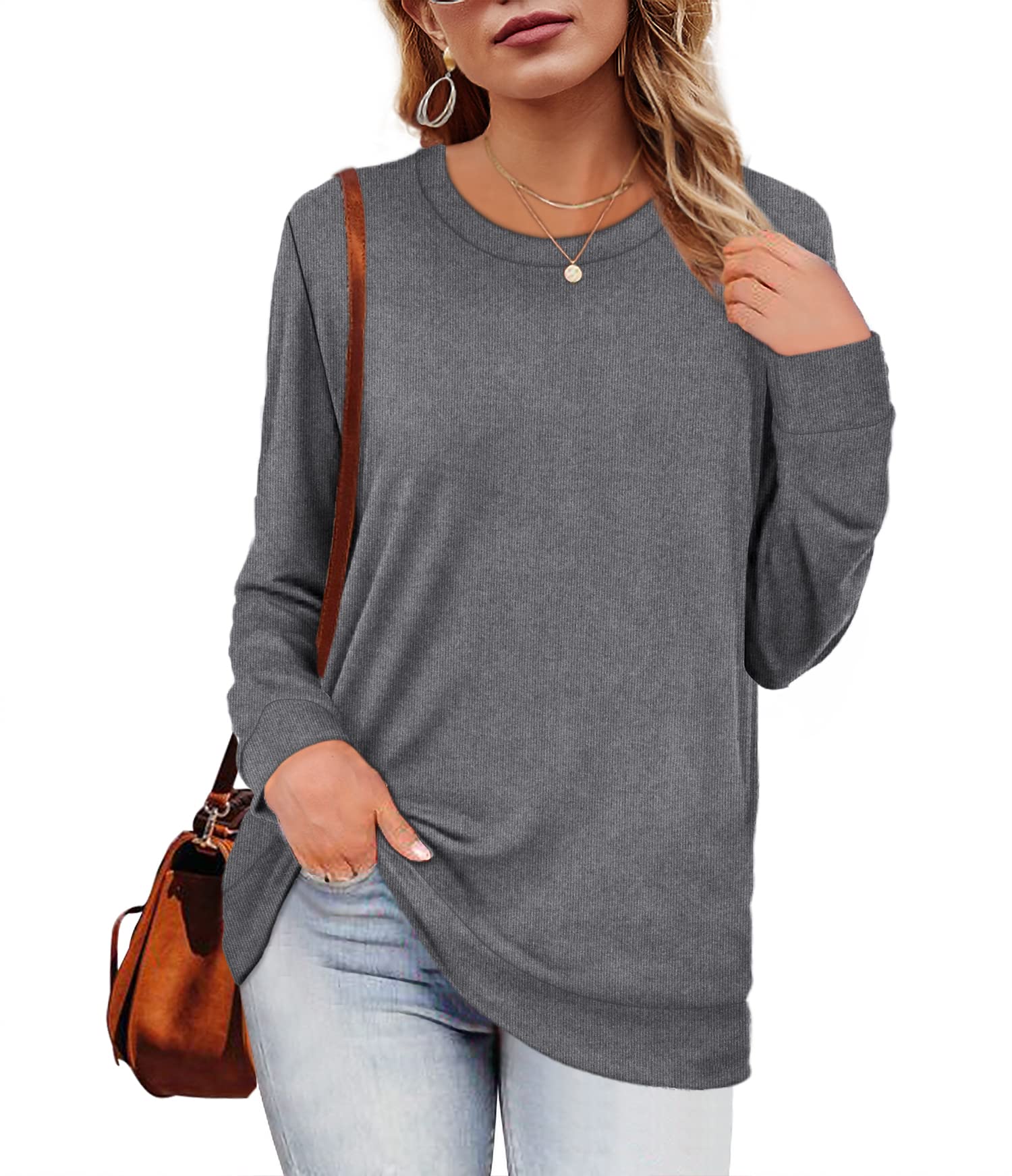 Sweatshirts for Women Crewneck Sweaters Pullover Winter Clothes Grey S