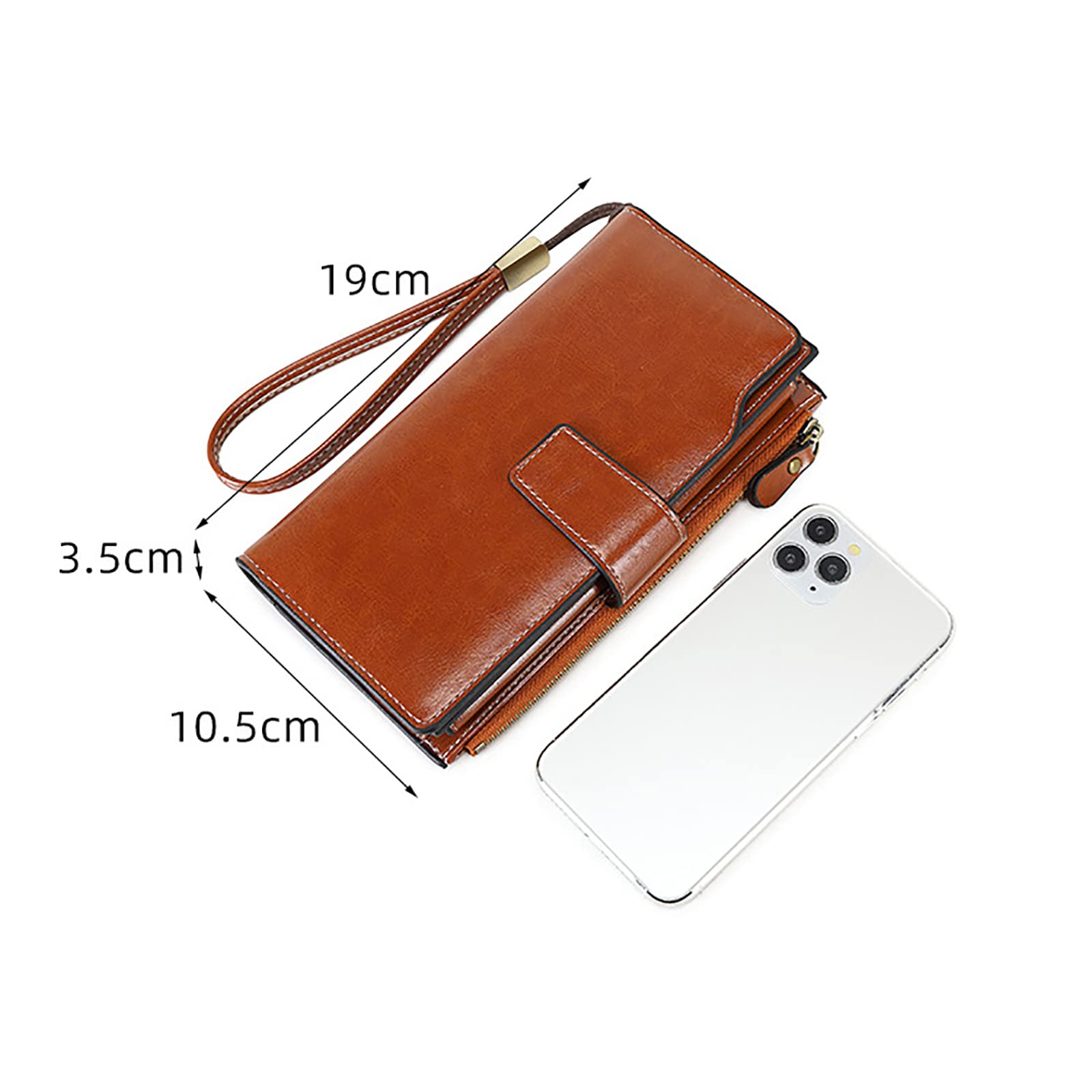 Women's RFID Blocking PU Leather Large Capacity Wallet Phone Holder Clutch Travel Purse Wristlet (Blue)