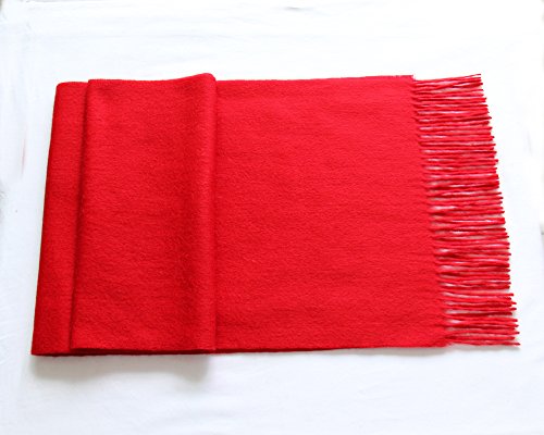 Persmileful Red Cashmere & Wool Scarf Solid Color, Fashionable Thin Lightweight Scarf for Men and Women in Cold Weather with Gift Box