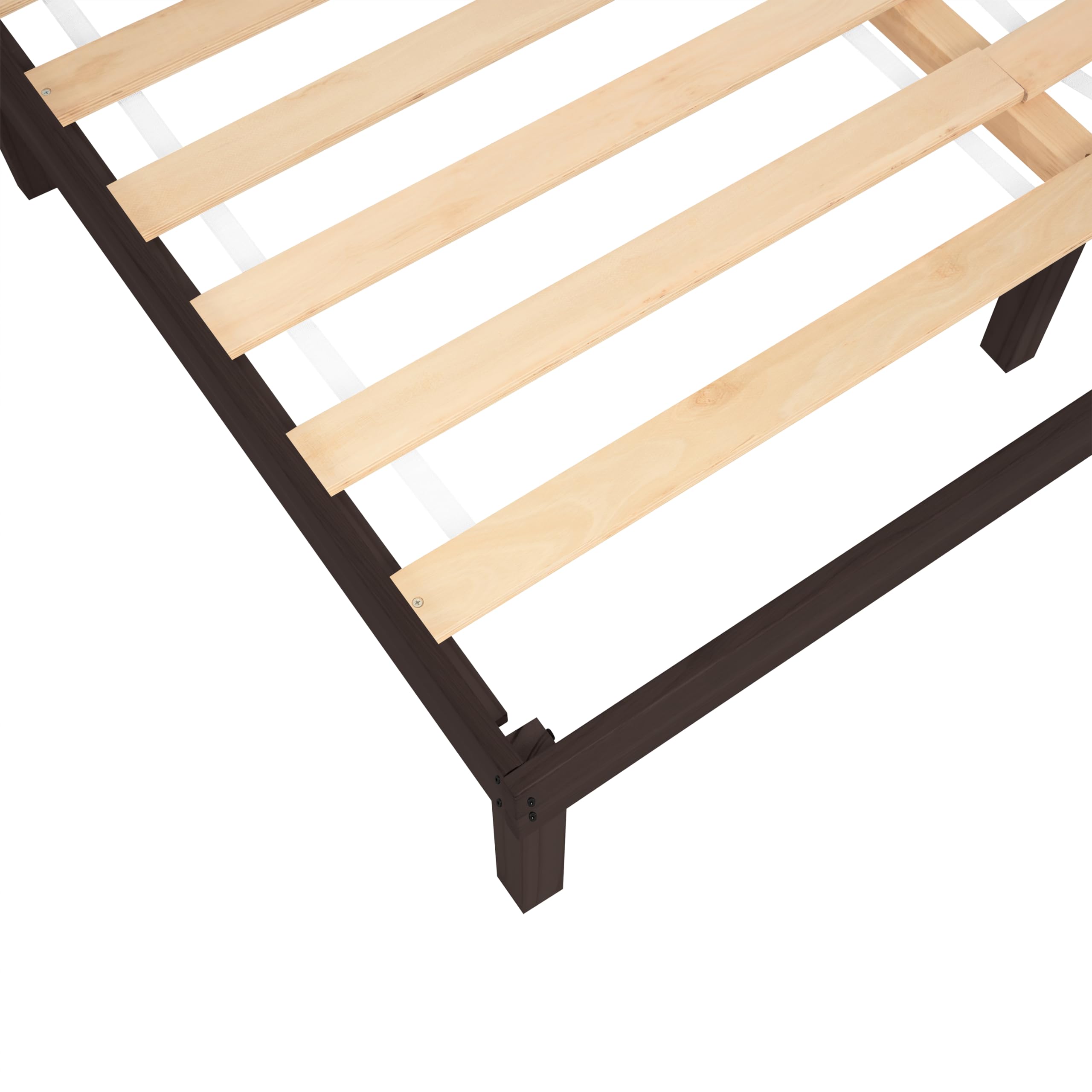 Naomi Home Lucia 14 Inch Solid Wood Platform Bed Twin XL Bed Frame, Pine Wood Twin XL Platform Bed Frame, No Squeak Bed Frame, Bed Frame Twin XL Size, No Box Spring Needed, Sturdy Bed Frame - Espresso