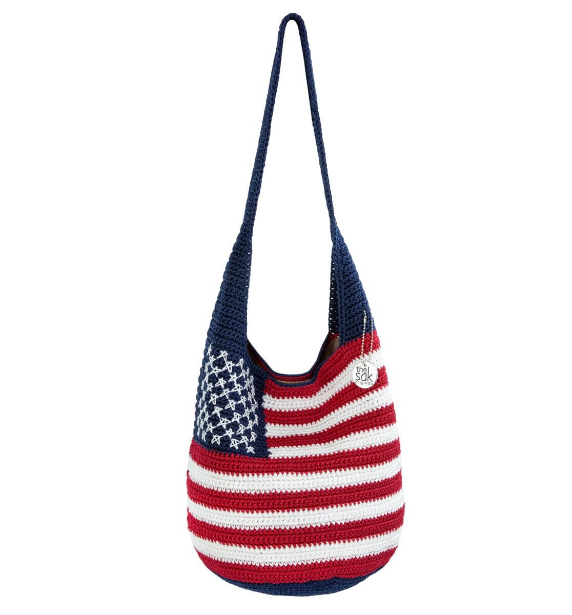 The Sak 120 Hobo Bag in Crochet - Large Women's Purse & Shoulder Bag for Everyday Travel - Durable Handbag With Back Zipper Pocket and Magnetic Snap Closure - Americana