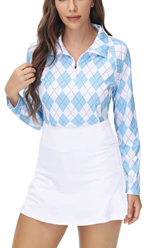 TrendiMax Womens Long Sleeve Golf Polo Shirt Half Zip Dry Fit Athletic Workout Tank Tops