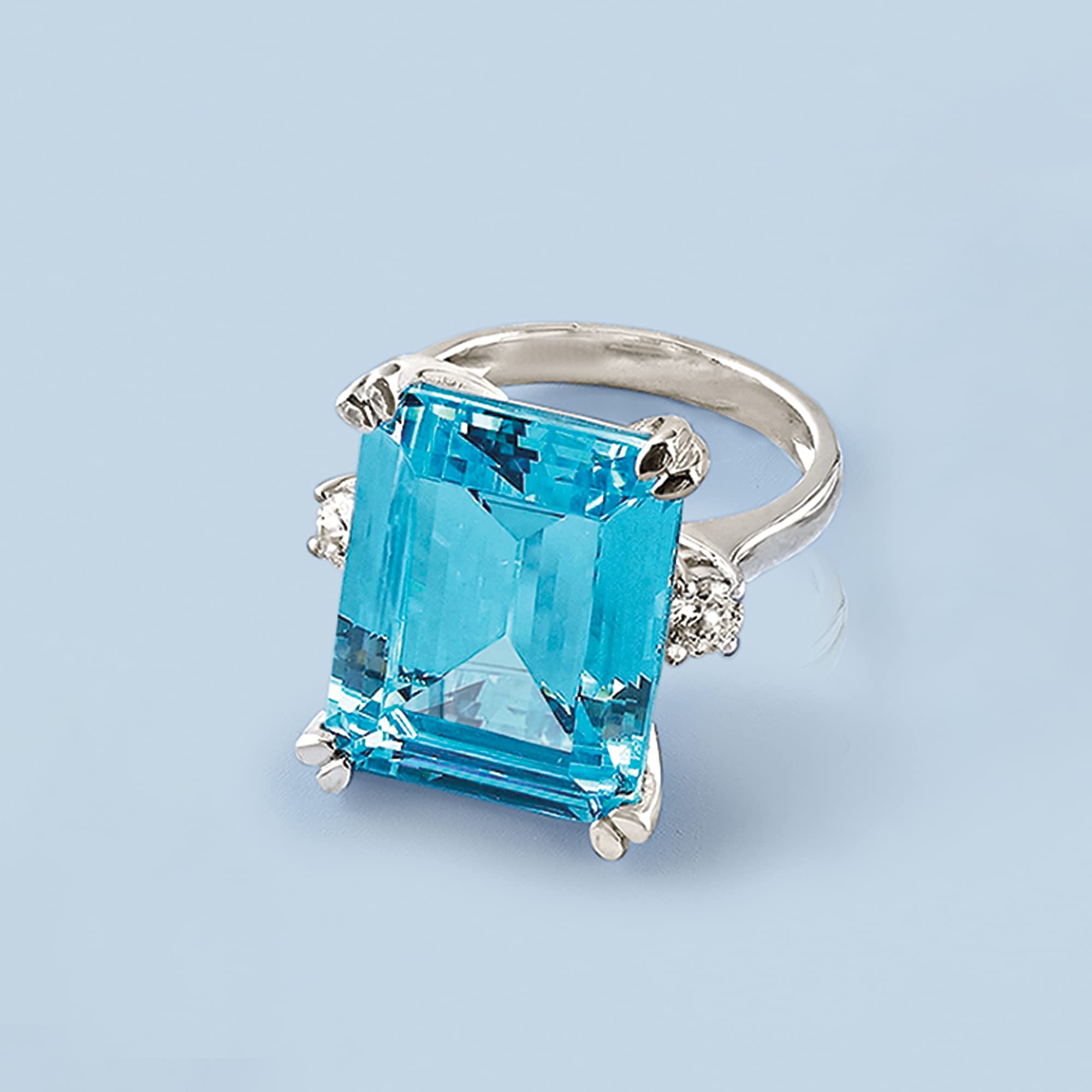 Ross-Simons 17.30 ct. t.w. Blue and White CZ Ring in Sterling Silver. Size 7
