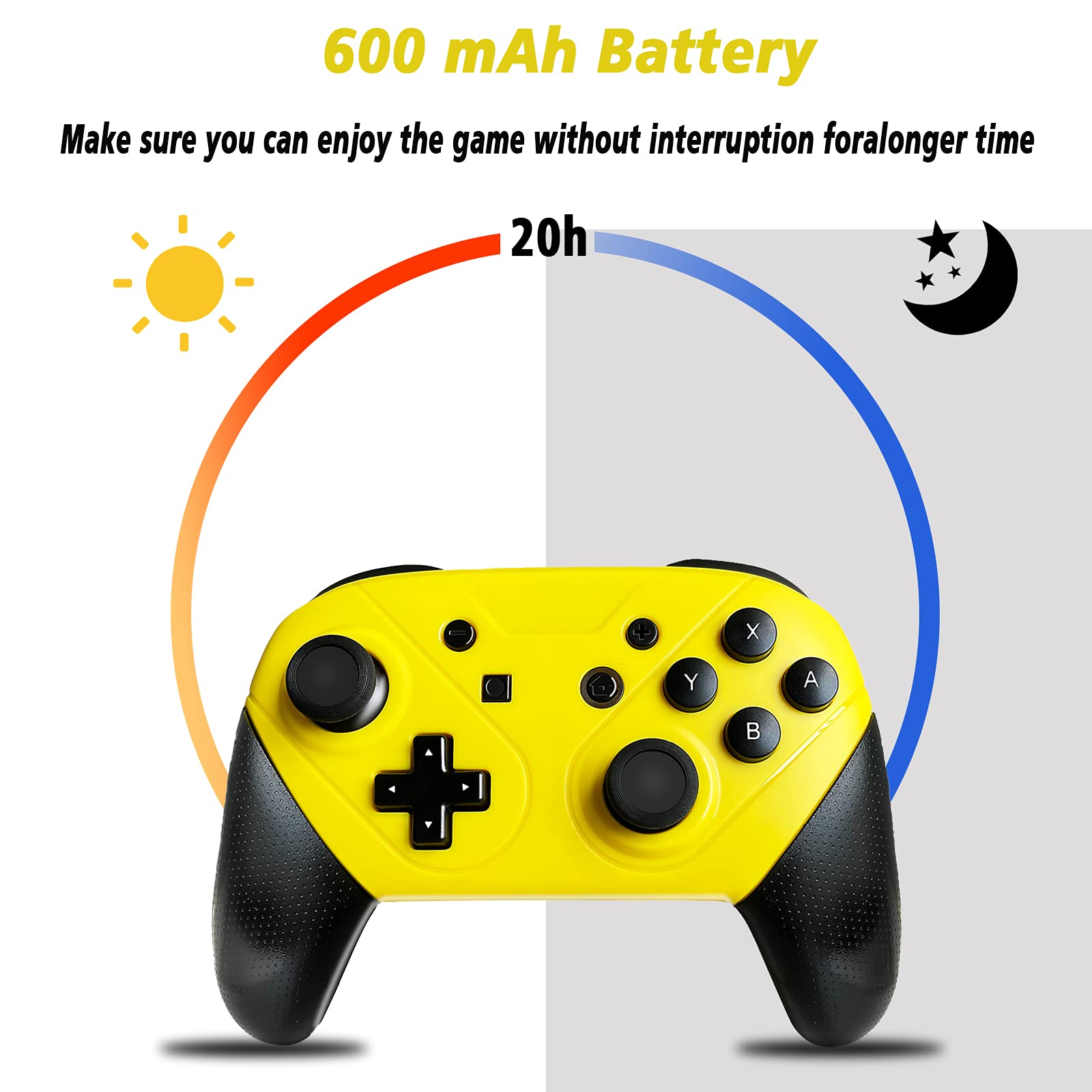 Switch Controller, Switch Pro Controller, Pro Controller Switch, Wireless Switch Controller for Switch/Lite/OLED Remote Gamepad Joystick with Motion Control/Dual Vibration/Wake up/NFC, Yellow/Black