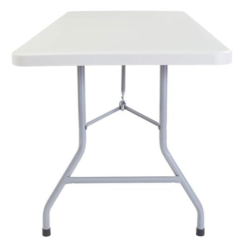 National Public Seating BT3000 Series 30 x 60 Inch Heavy Duty Blow-Molded Plastic Folding Table with Gravity Slide Lock for Banquets, Speckled Grey