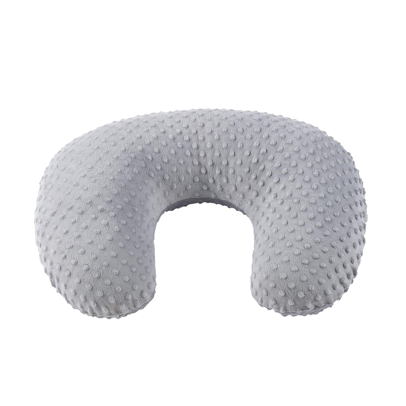 QUENESS Nursing Pillow Cover Breastfeeding Pillow Cases Minky Dot Slipcover (Gray)