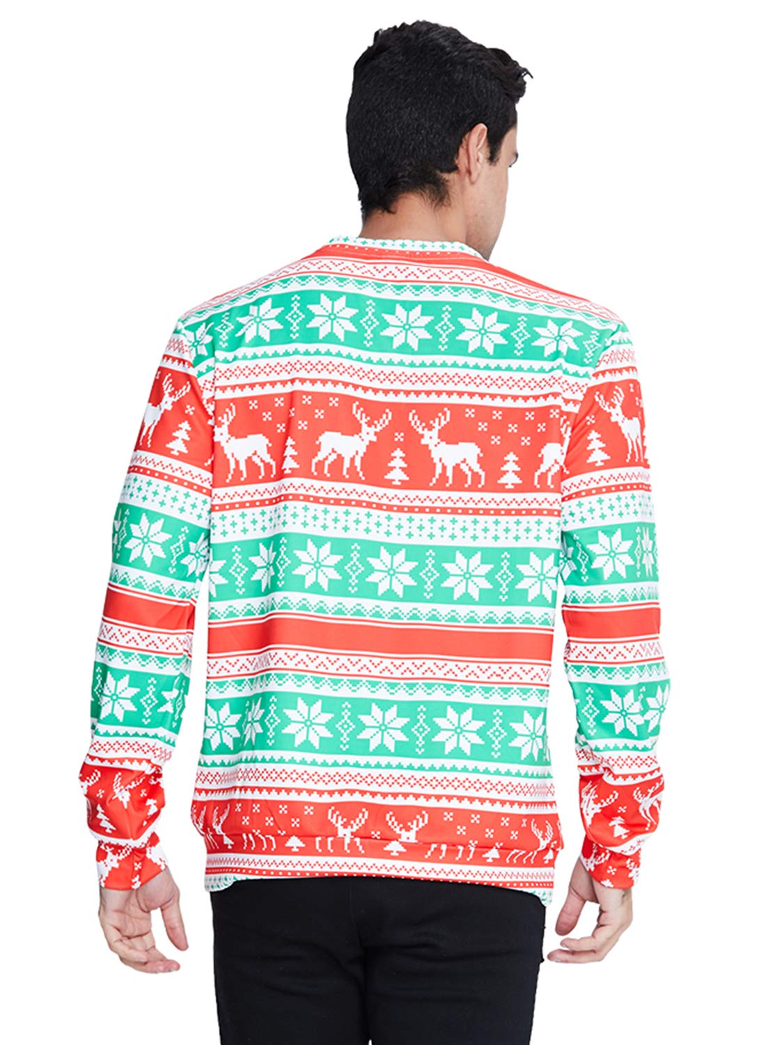RAISEVERN Ugly Christmas Sweater for Men Women Funny Xmas Alpaca Scarf Sweatshirt Holiday Festive Long Sleeve Winter Llama Pullover Snowflake Top