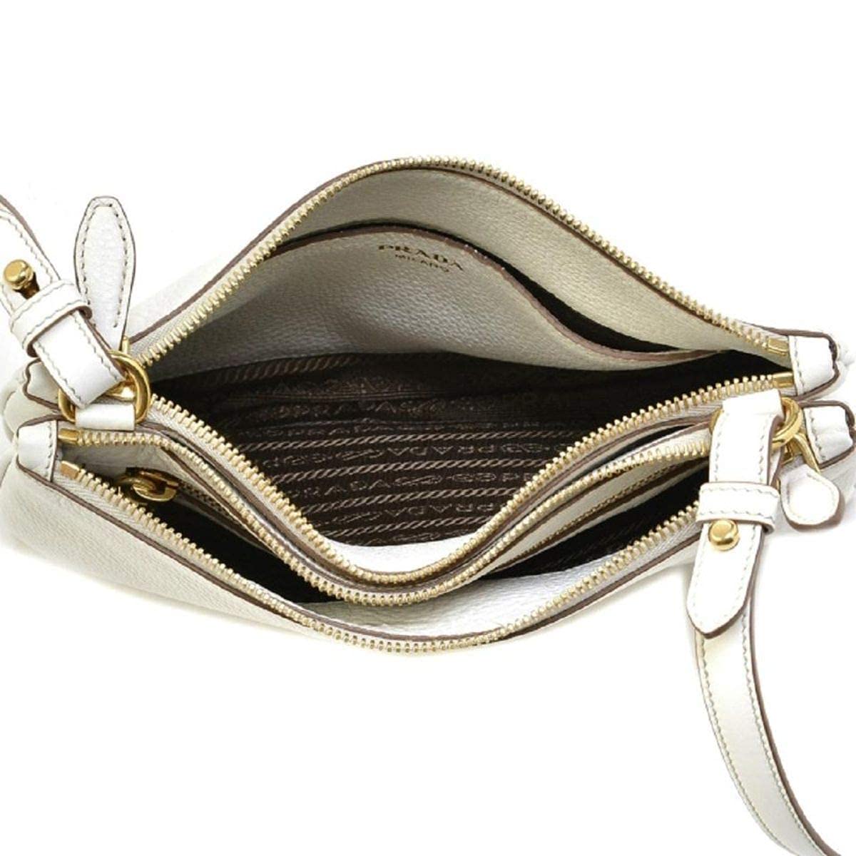 Prada White Leather Vitello Phenix Crossbody Bag 1BH046