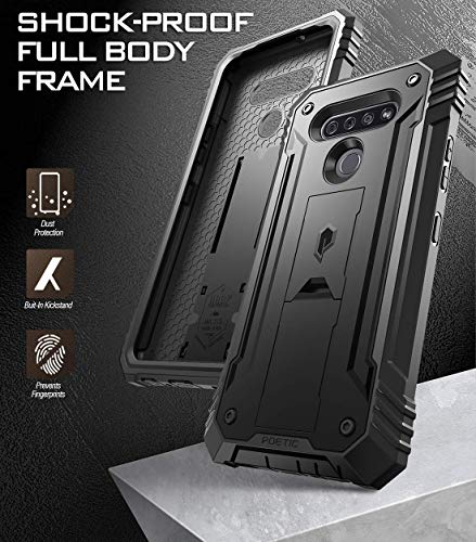 Poetic Revolution Series for LG K51 Case, LG Reflect Case, LG Q51 Case, Full-Body Rugged Dual-Layer Shockproof Protective Cover with Kickstand and Built-in-Screen Protector, Black