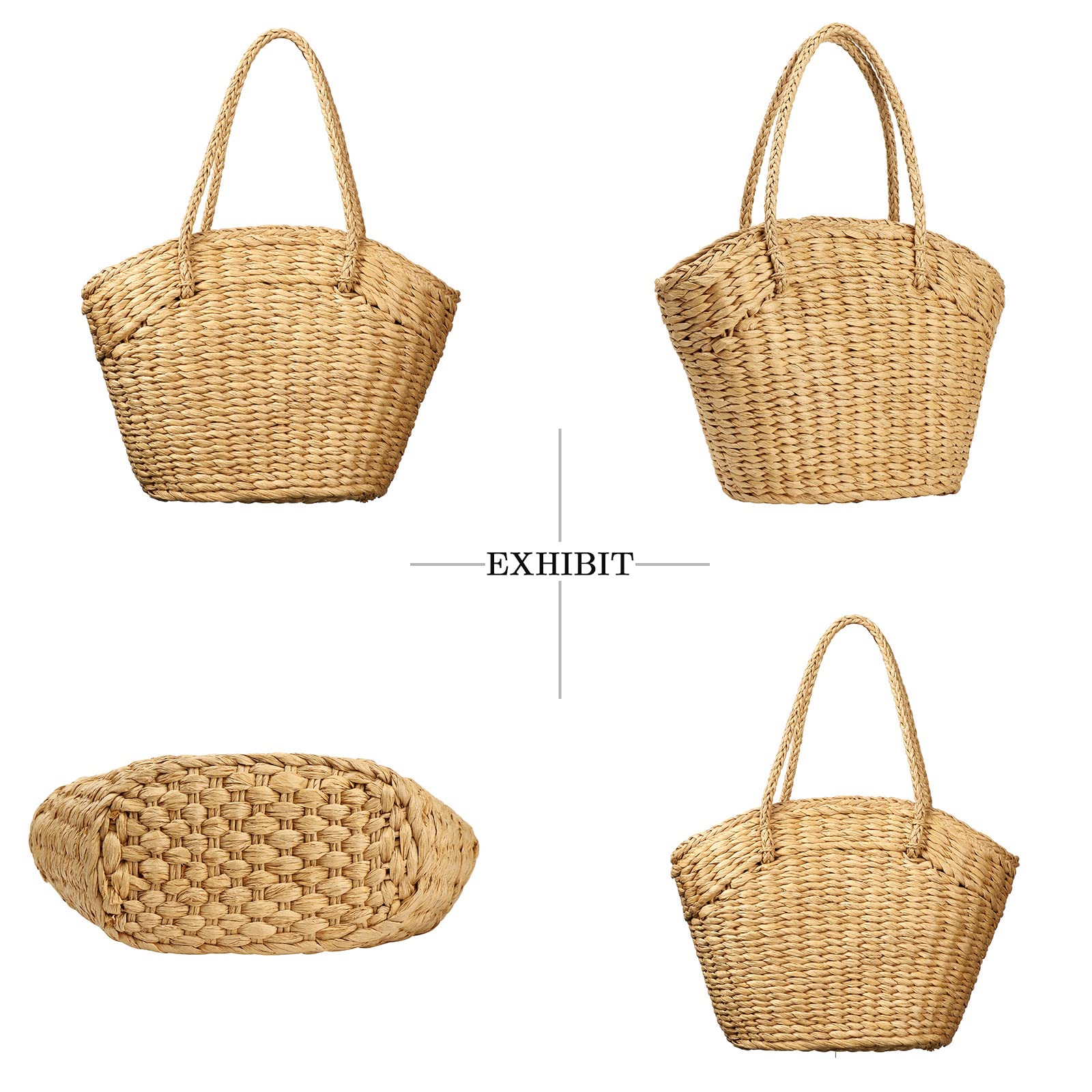 Women Straw Shoulder Bag Summer Beach Hand Woven Straw Tote Large Tote Bag (1)