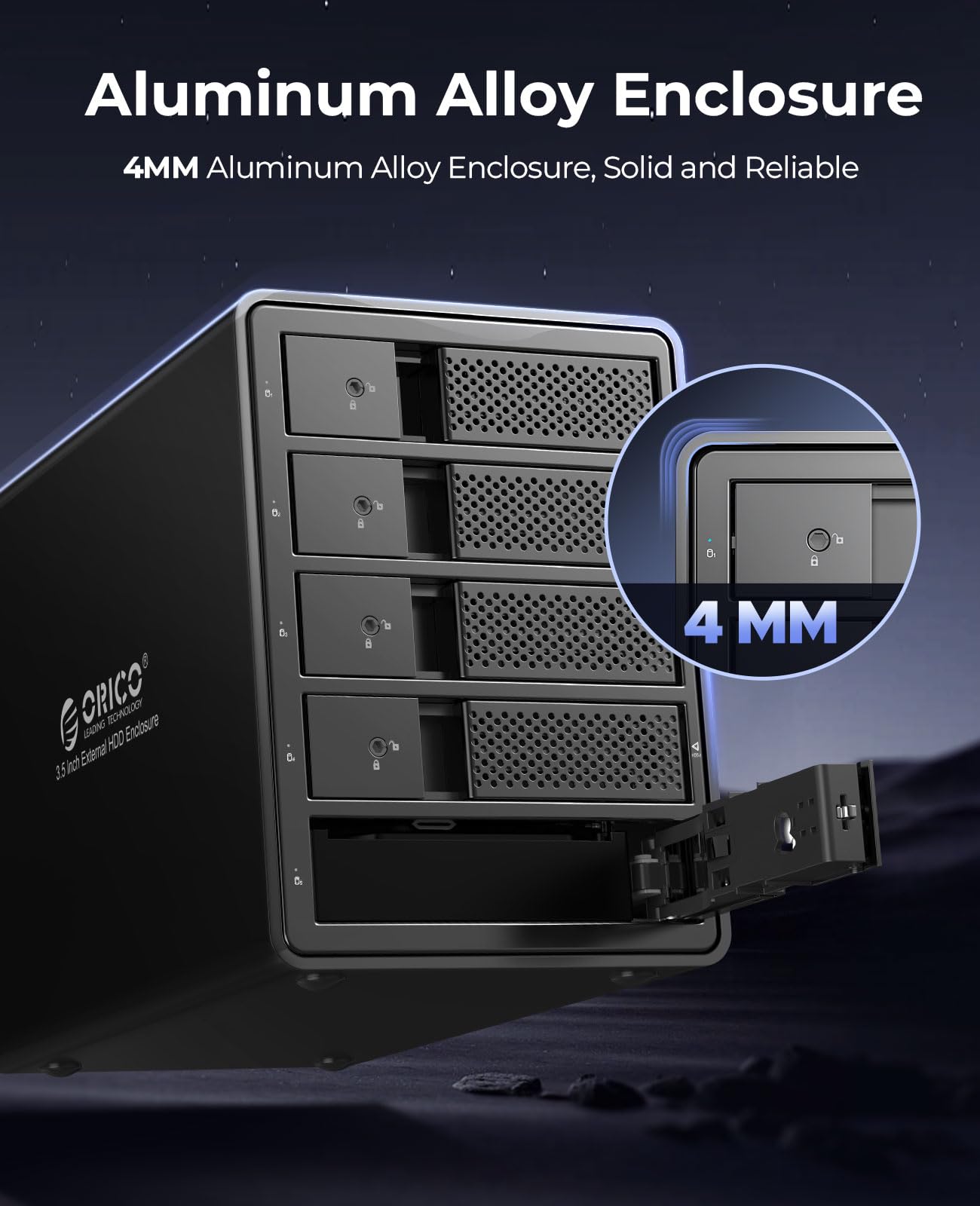 ORICO 5 Bay Raid Hard Drive Enclosure Aluminum USB 3.0 to SATA Hard Drive Tray Less Docking Station Max Up to 100TB Support RAID 0/1/3/5/10/JBOD Single Mode, Designed with Safety Lock-9558RU3