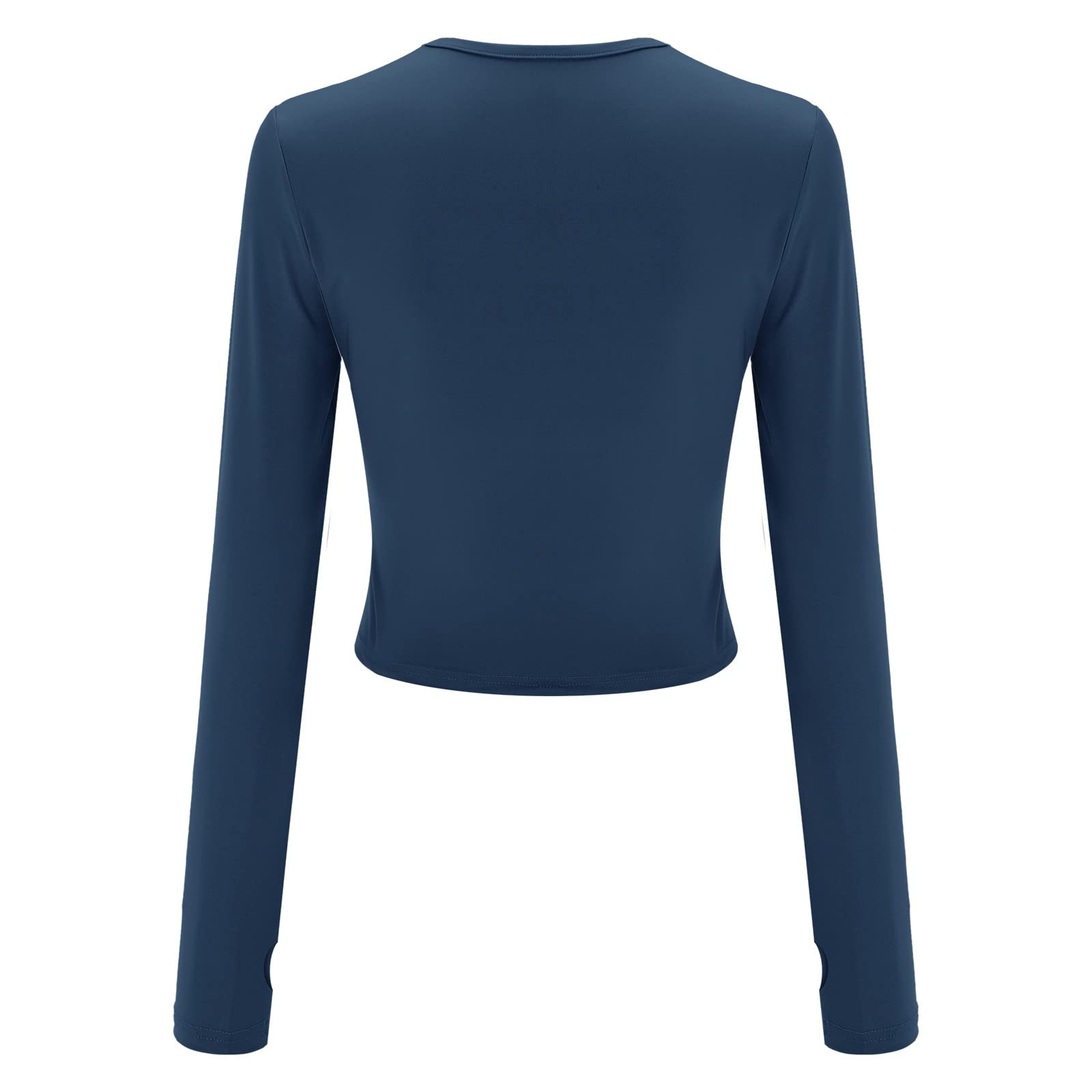 Women's Y2Ks Slim Fitted Long Sleeve Crop Tops Skinnys Crew Neck Layer Tee Tops Skimss Dupess Workout Yoga Basic Tees A-Blue