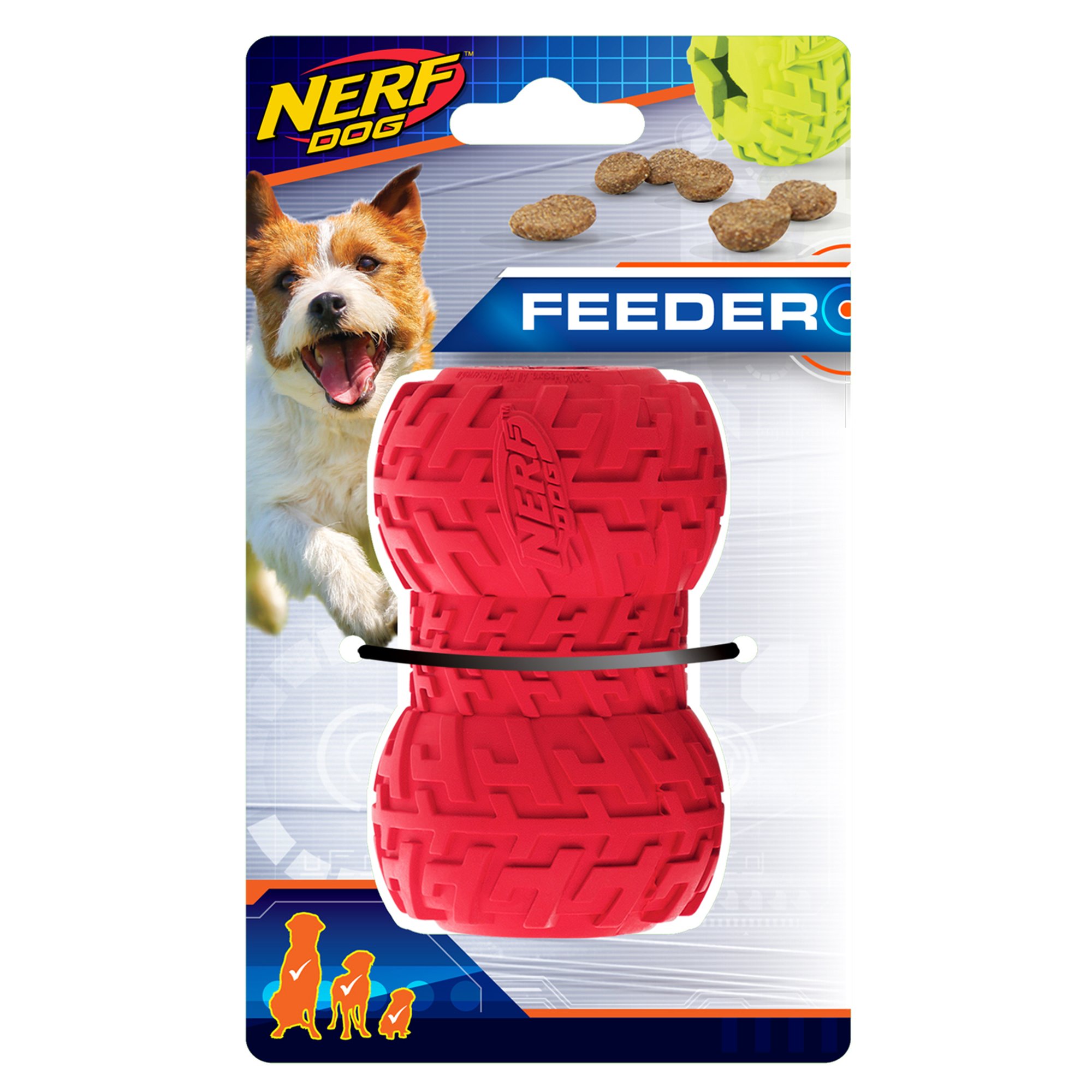 Nerf Dog Tire Dog Toy with Interactive Treat Feeder, Lightweight, Durable and Water Resistant, 3.5 inches for Small/Medium/Large Breeds, Single Unit, Red