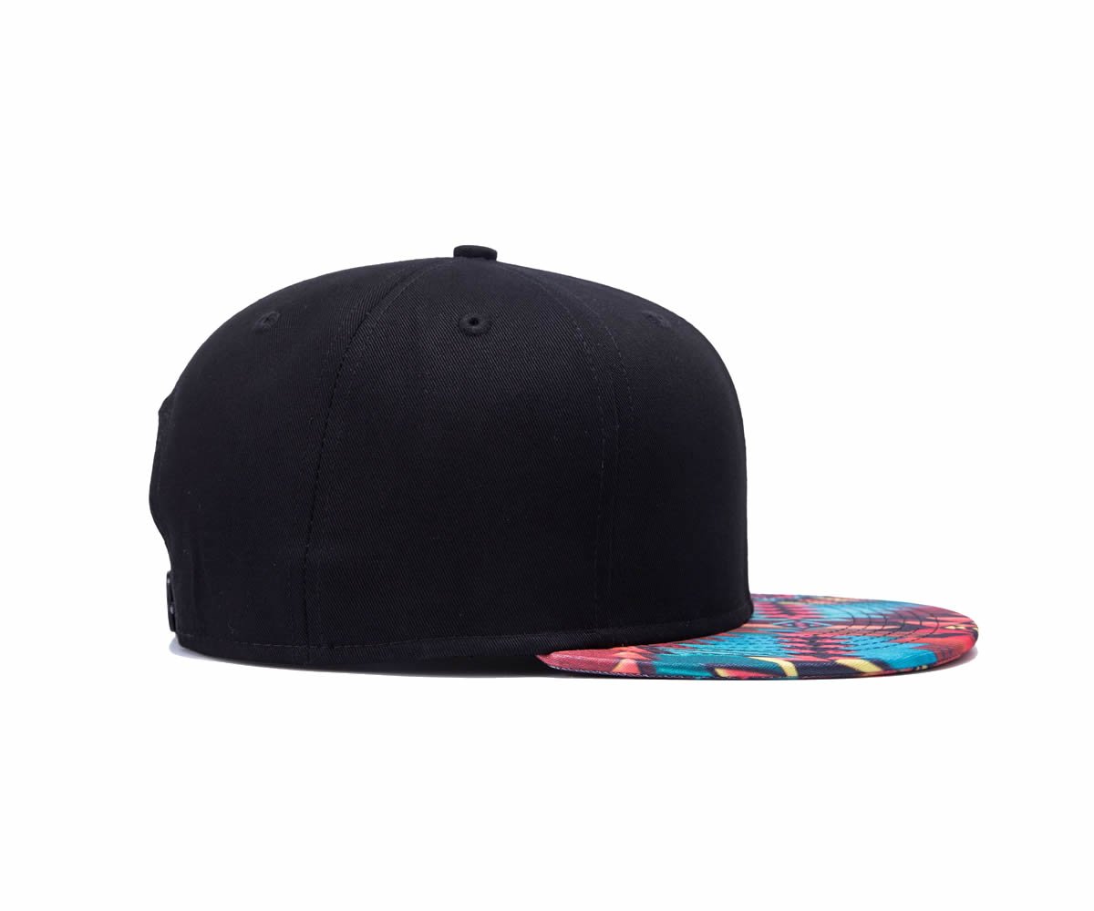 Quanhaigou Fashion Wavy Grain Print Cotton Adjustable Snapback Hats Unisex Hip-Hop Flat Bill Baseball Cap