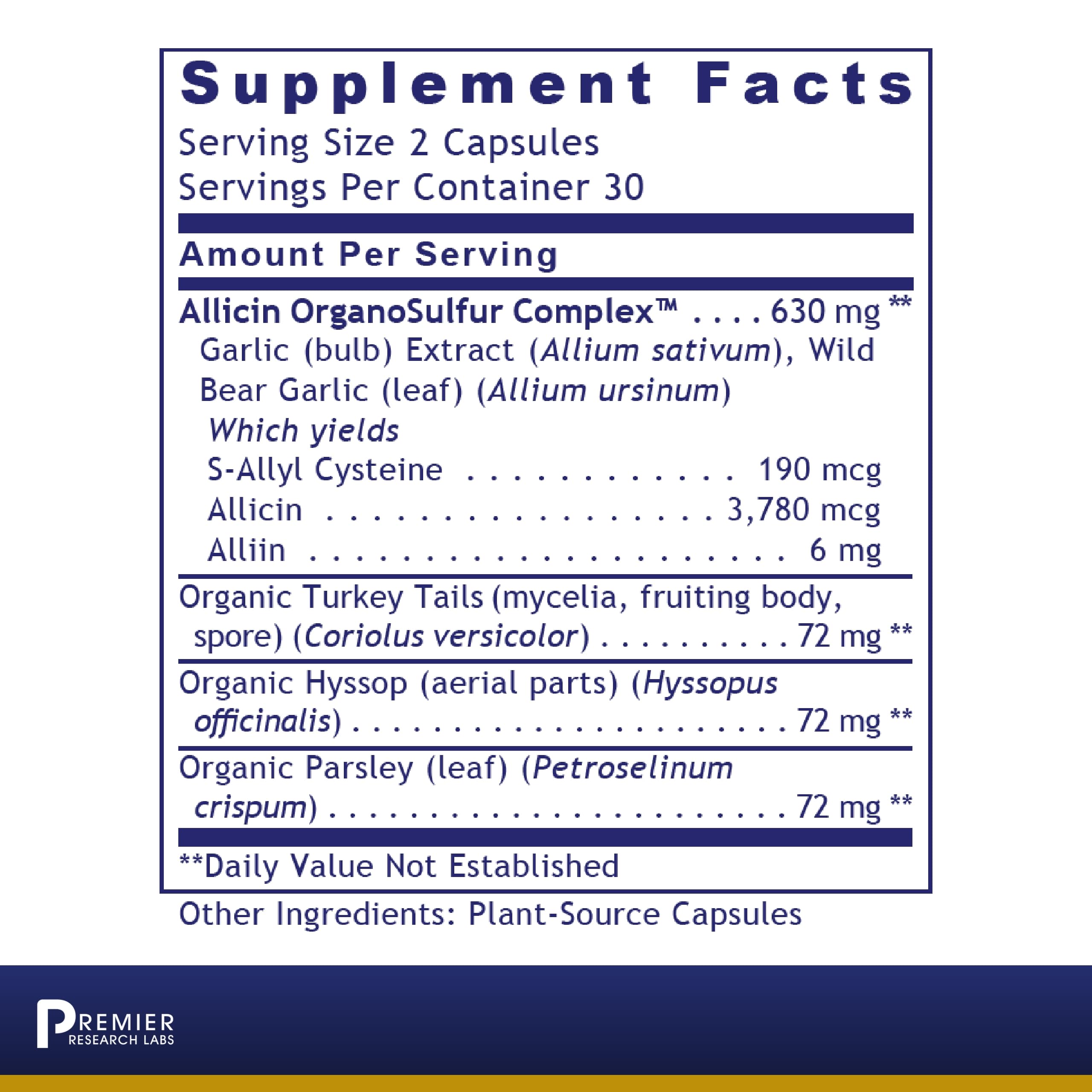 Premier Research Labs Allicidin - Garlic Allicin Supplement, Garlic Supplements, Garlic Pills, Allicin Extract, Garlic Extract, Odorless Garlic Capsules, Immune Support - 60 Vegetarian Capsules