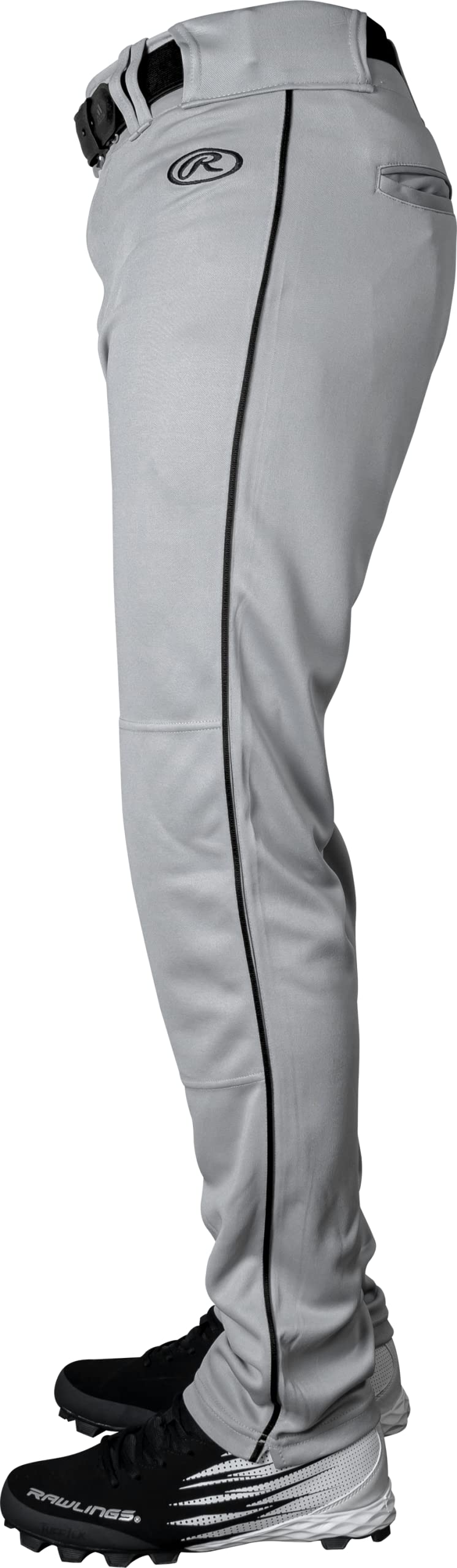 Rawlings | LAUNCH SERIES Full Length Baseball Pants | Adult Medium | Grey/Black